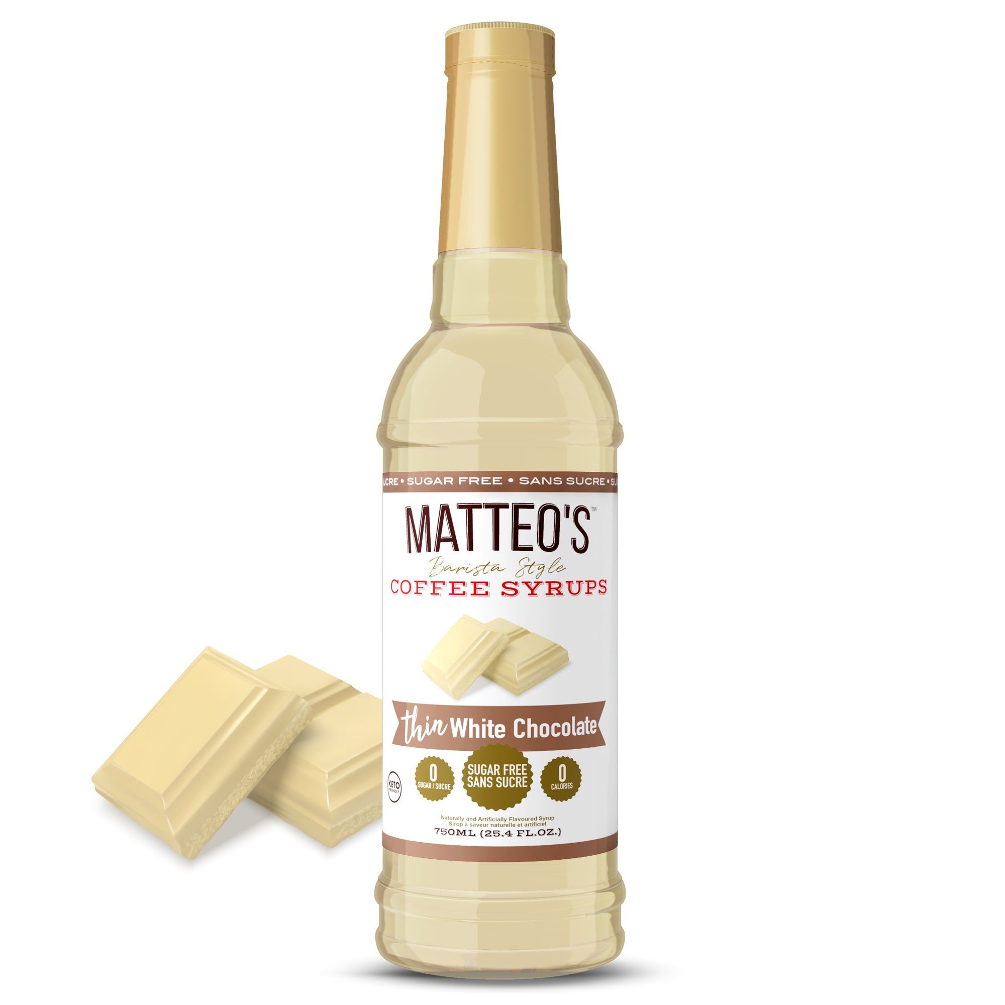 Sugar Free Coffee Syrup, White Chocolate - Matteo's Coffee Syrup